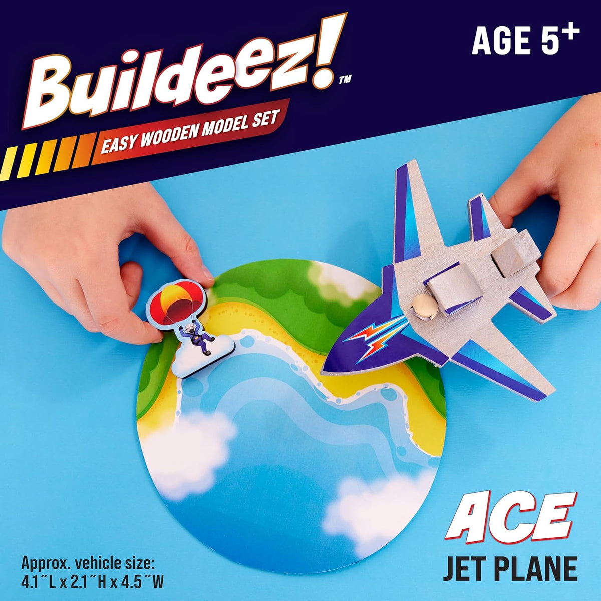 Buildeez! Easy Wooden Model Set: Jet Plane Ace – Bambola Juguetes