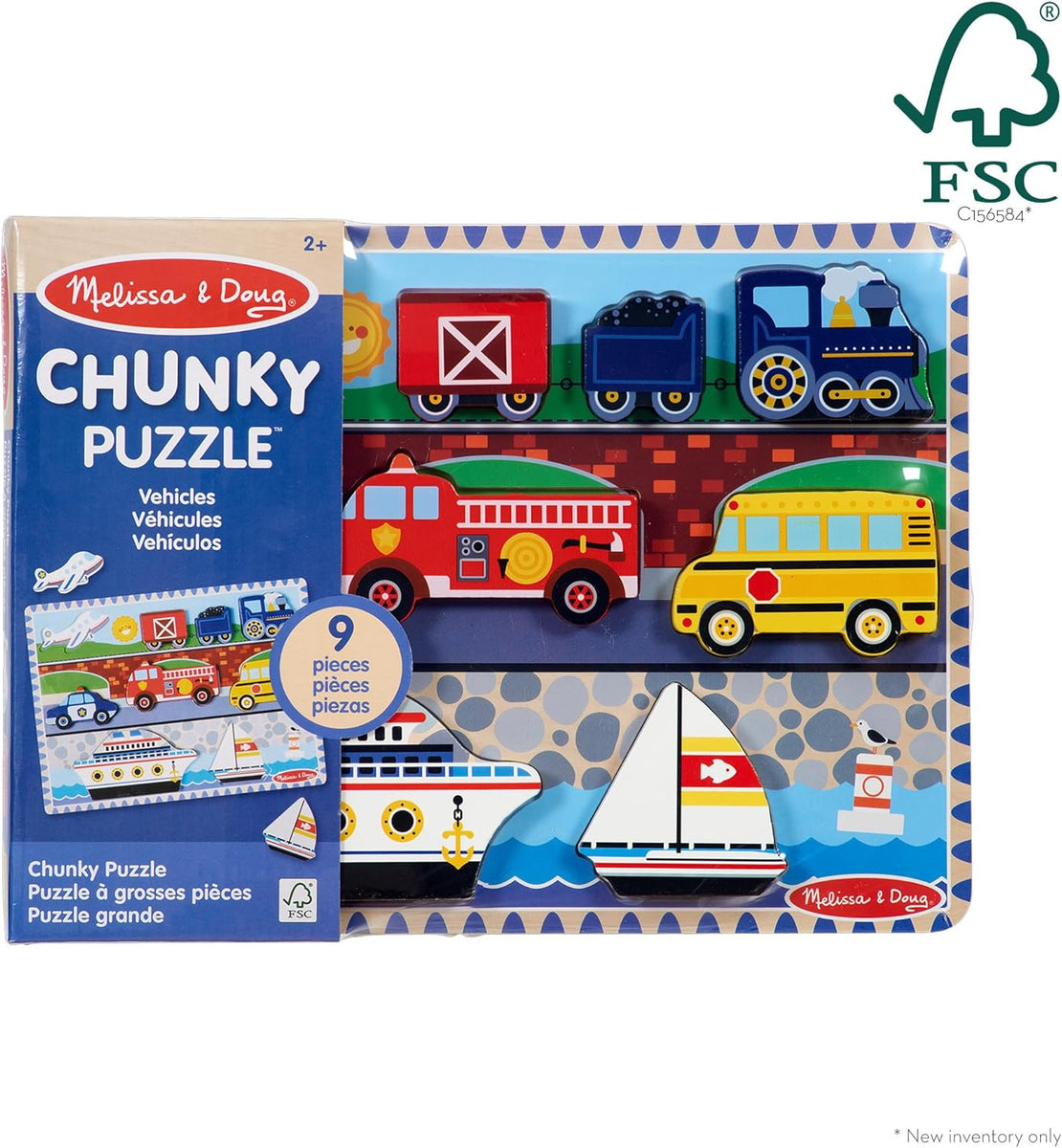 Vehicles Wooden Chunky Puzzle – Bambola Juguetes